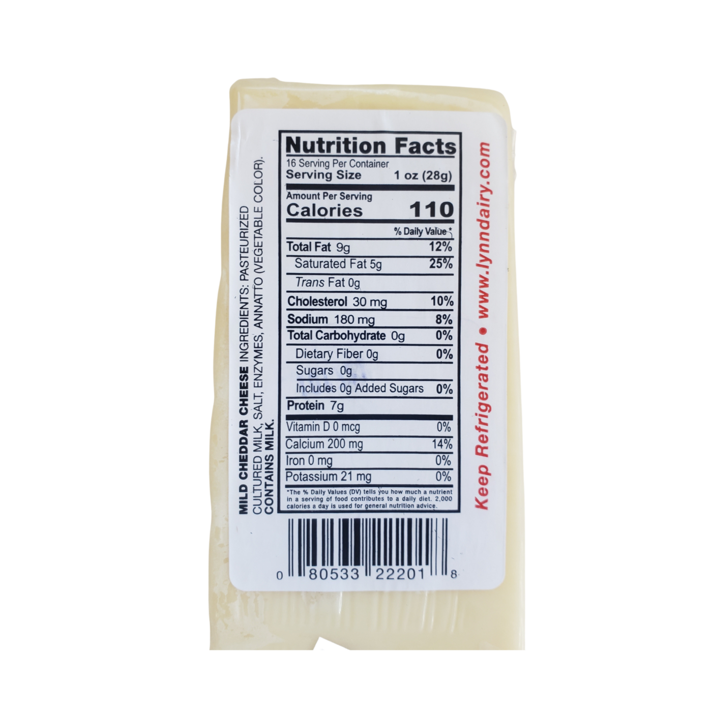 16 oz. Lynn Dairy White Mild Cheddar Cheese | Westby Creamery